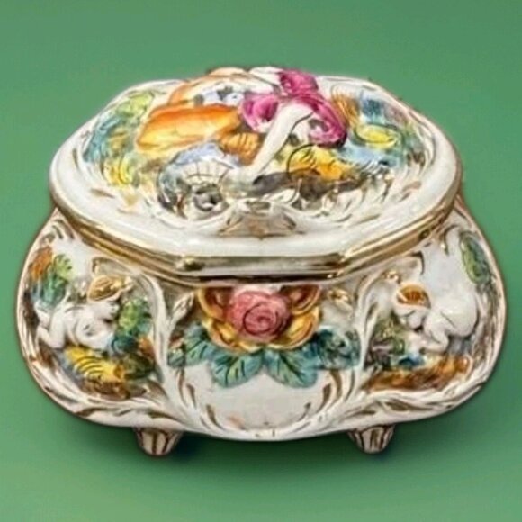 Capodimonte | Accents | Antique Gilt Footed Capodimonte Cherub Lover ...